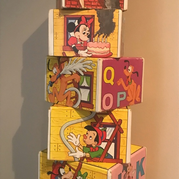 Disney | Toys | Antique Disney Nesting Stacking Blocks Boxes Mickey ...
